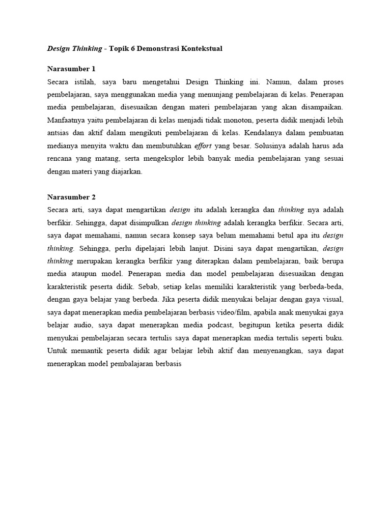 Penerapan Design Thinking dalam Pembelajaran | PDF | Karier & Perkembangan