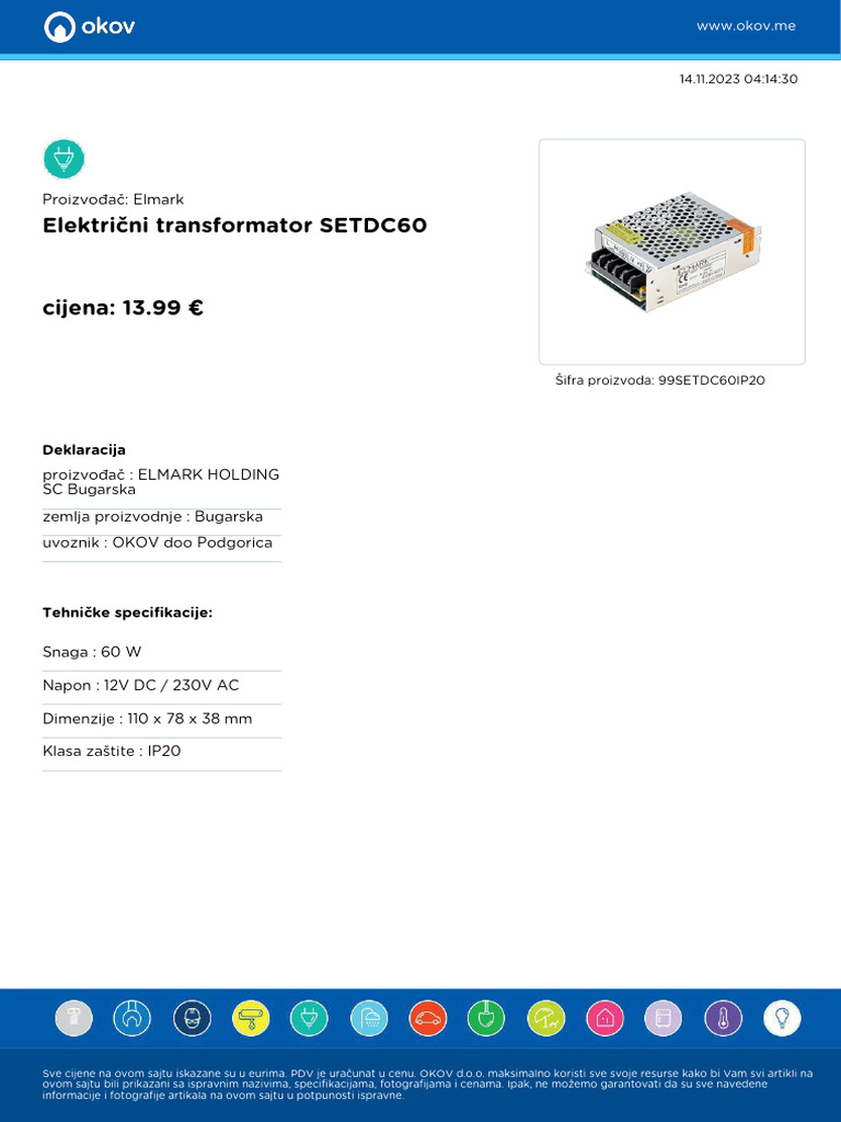 Elektricni Transformator Setdc60 | PDF