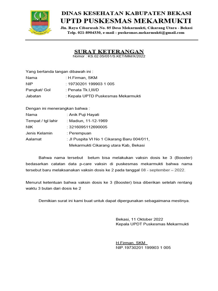 Surat Keterangan Vaksin | PDF