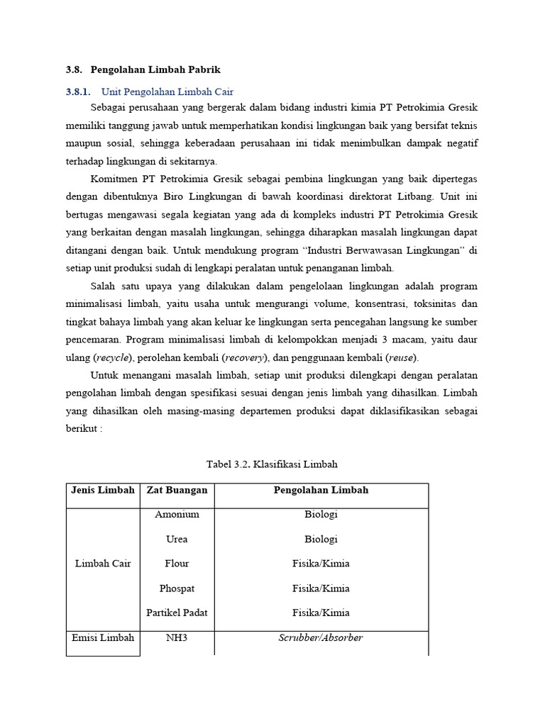 Pengolahan Limbah PT Petrokimia Gresik | PDF | Griya & Taman | Sains & Matematika
