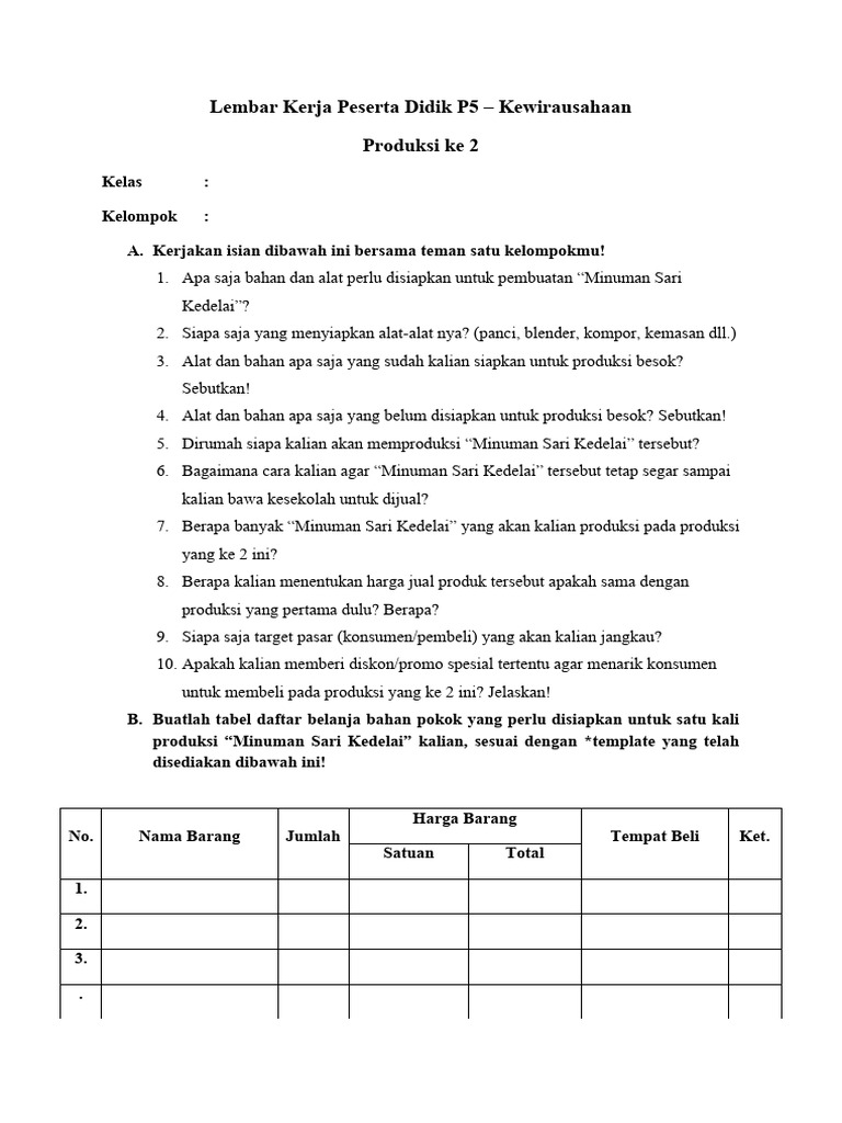 Lembar Kerja Peserta Didik P5 | PDF