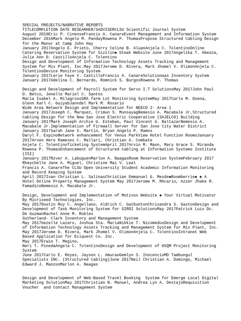 Narrative-Special Projects | PDF | Computer Network | Local Area Network