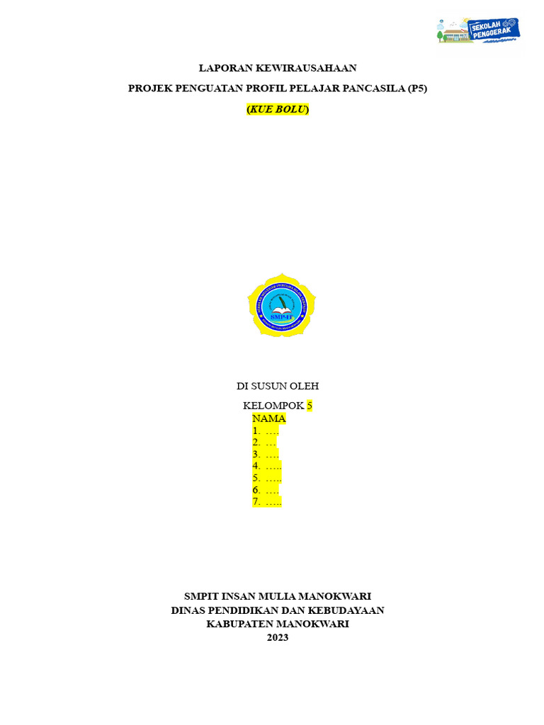 Laporan Kegiatan Kewirausahaan P5 | PDF | Bisnis