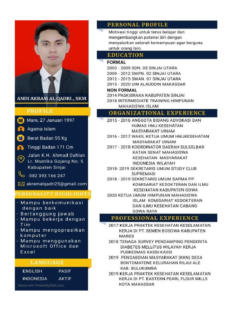 CV Andi Akram Al Qadri | PDF