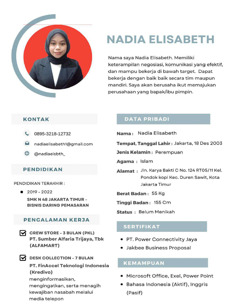 CV Nadia Elisabeth | PDF