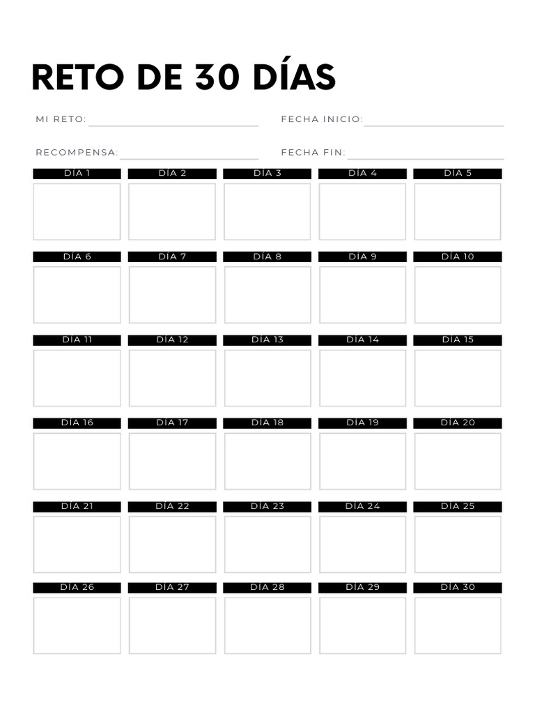 Plantilla Reto de 30 Días | PDF