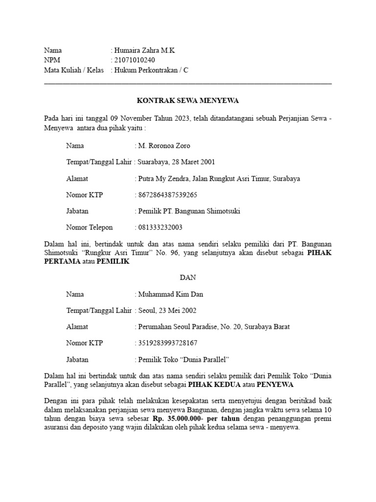 Humaira Zahra M.K - 21071010240 - Wording | PDF