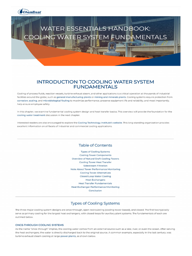 ChemTreat Water Essentials Handbook-Cooling System Fundamentals | PDF