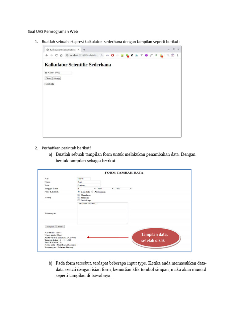 Soal UAS Pemrograman Web | PDF | Komputer