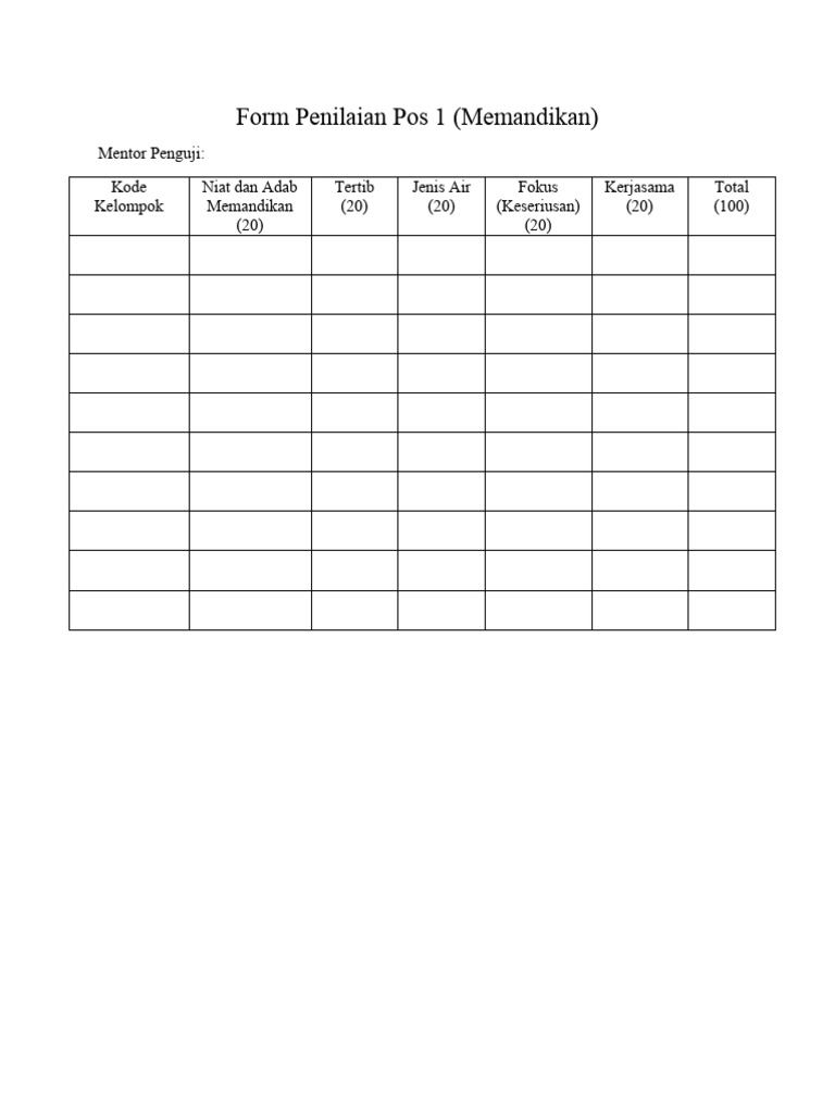 Form Penilaian Pos 1 | PDF
