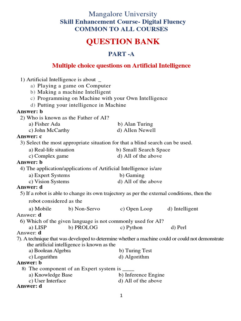 AI & Big Data Question Bank | PDF | Internet Of Things | Artificial Intelligence