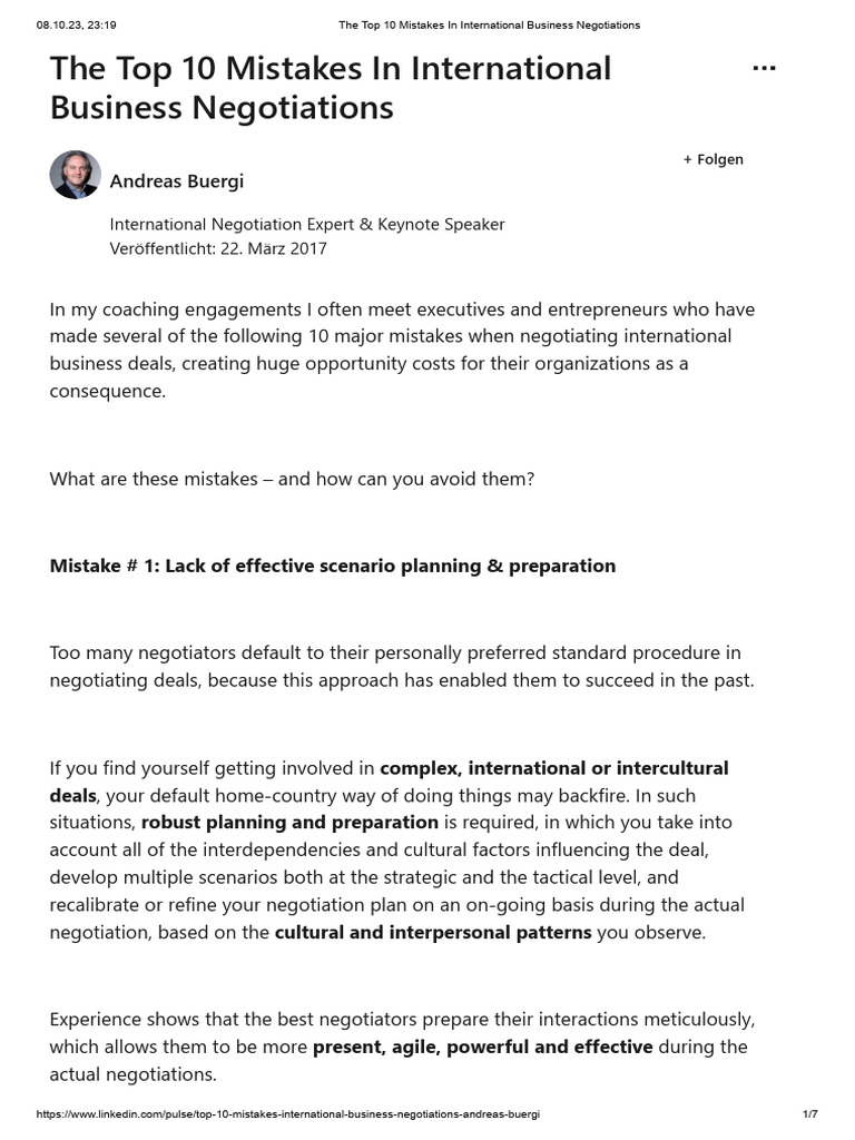 The Top 10 Mistakes in International Business Negotiations | Download ... The Top 10 Mistakes in International Business Negotiations | Download ...