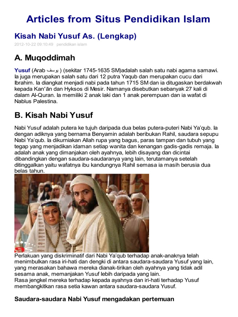 11.kisah Nabi Yusuf A.S | PDF