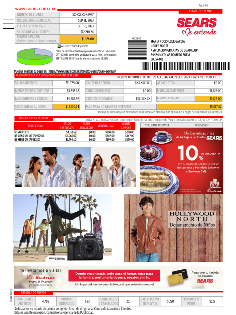 Estado Cuenta 202309 | PDF | Tarjeta de crédito | Dinero