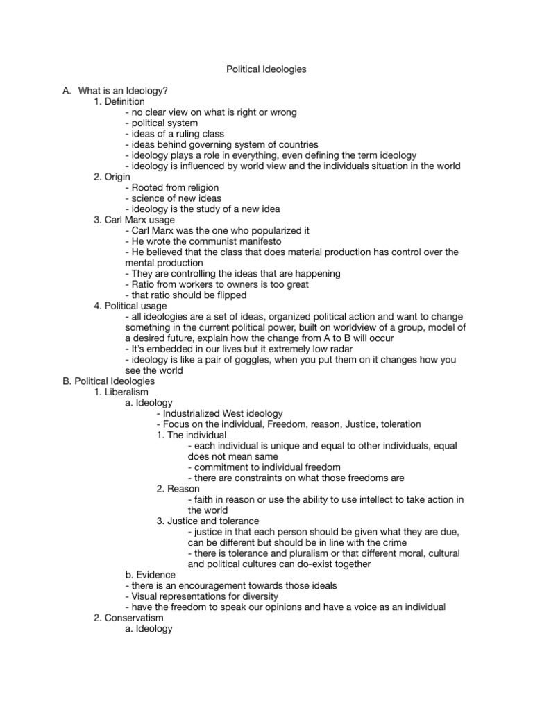 Political Ideology Notes | PDF | Ideologies | Fascism