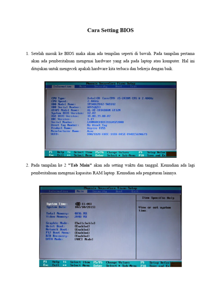 Cara Setting BIOS | PDF