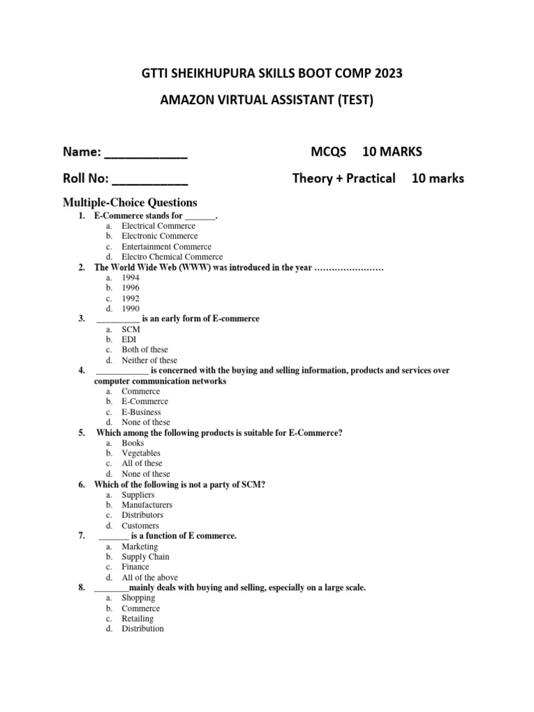 Amazon Va Test | PDF | E Commerce | Electronic Business
