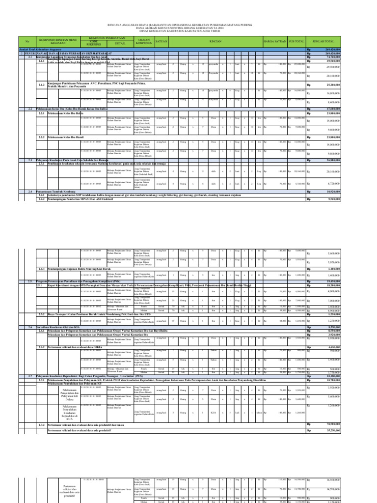 2 - RAB PUSKESMAS Penurunan AKI Dan AKB Dan Perbaikan Gizi Masyarakat FINAL OK | PDF