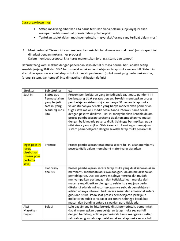 Cara Breakdown Mosi | PDF