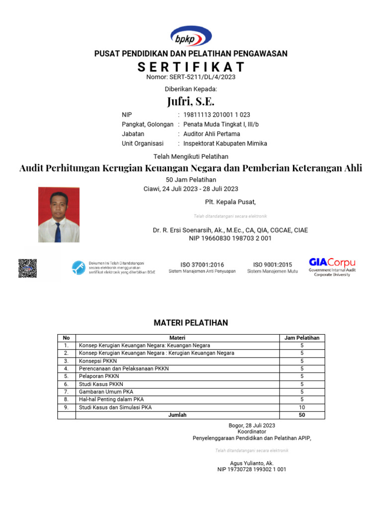 Sertifikat Diklat PKKN | PDF