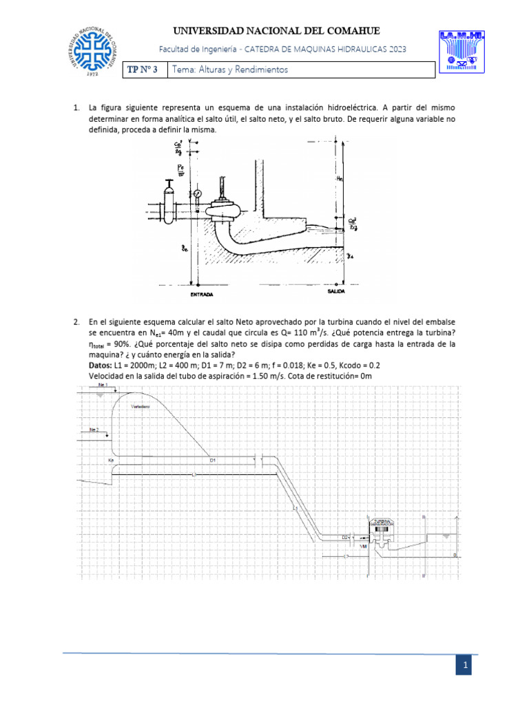 TP 03- Alturas y Rendimientos 2023 | PDF | Turbina | Bomba