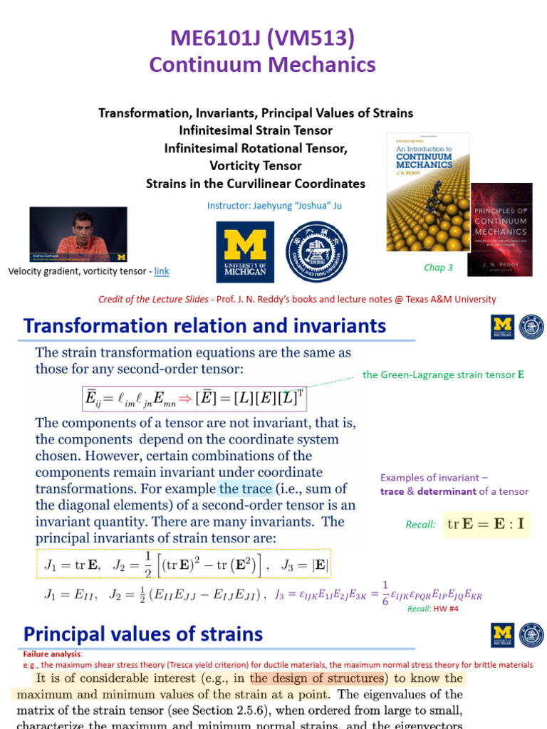 Kinematics - Invariants and Rotational Tensor | PDF | Fluid Mechanics ...