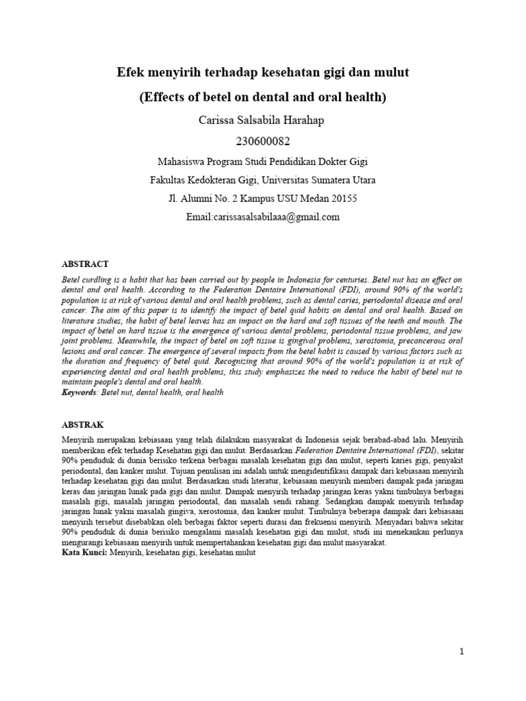 Dampak Menyirih pada Kesehatan Gigi | PDF | Dentistry | Periodontology