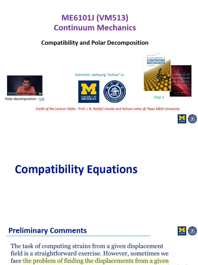 Kinematics - Compatability and RU Decomposition | PDF | Solid Mechanics | Differential Geometry