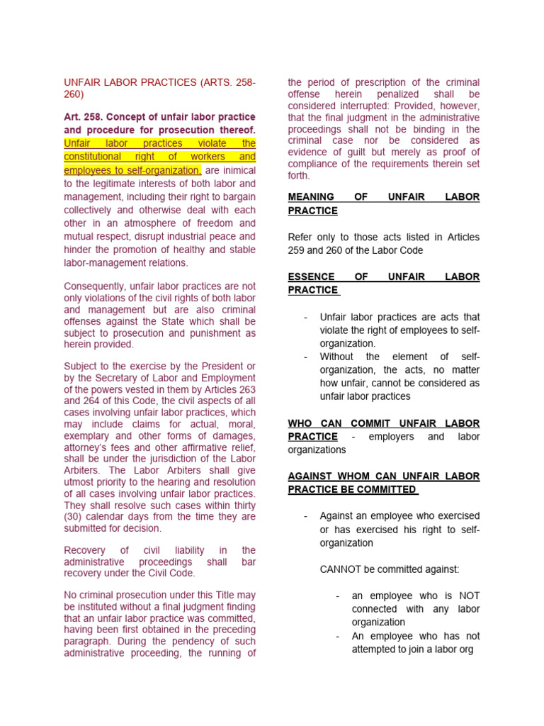 Understanding Unfair Labor Practices | PDF | Collective Bargaining ...