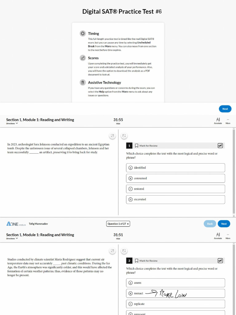 Aone Institute New Digital SAT Test | PDF