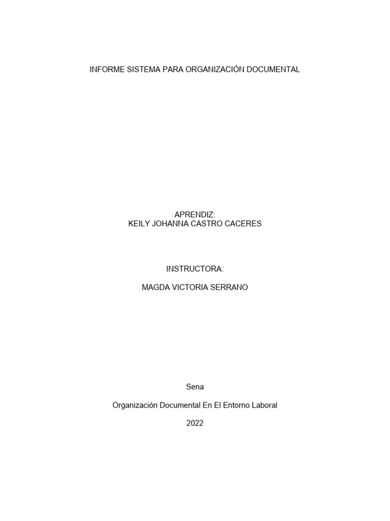 Informe Sistema para Organización Documental | PDF | Laboratorios | Gestión de registros