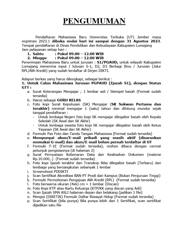 Form Ut Pgpaud-Bi (121) 2023.2 | PDF