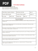 Fit to Work Clearance Certificate | PDF | Medical Specialties | Medicine