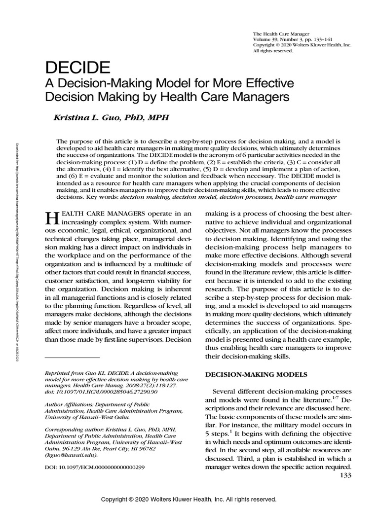 Guo 2020 | PDF | Decision Making | Nursing