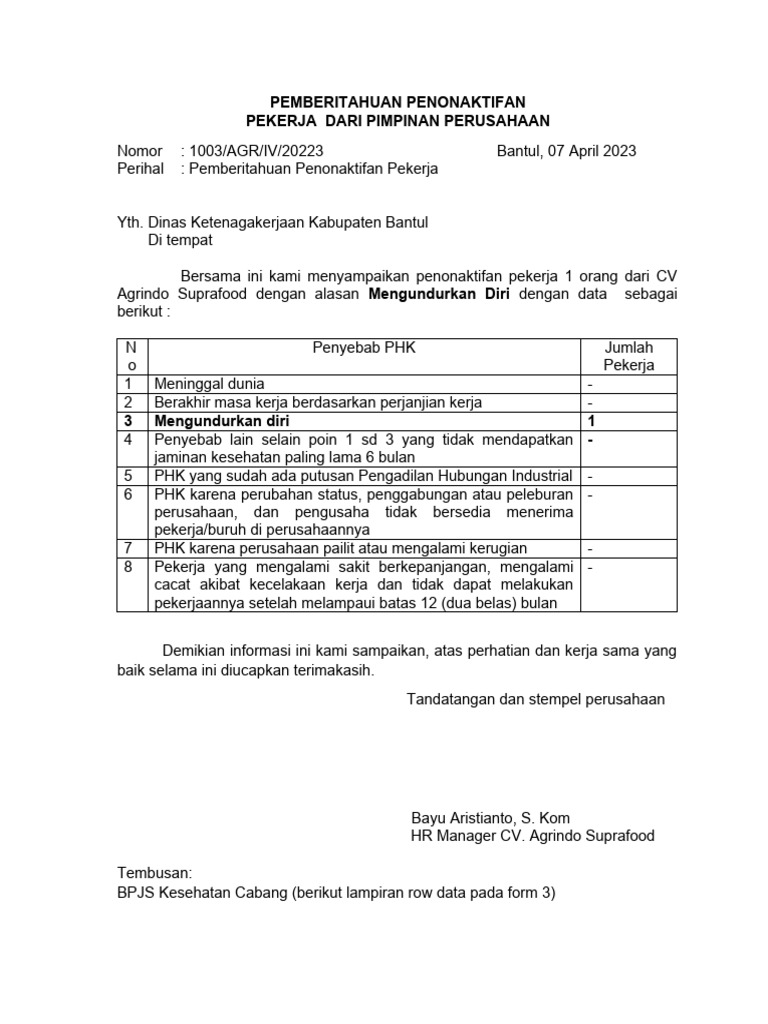 Dokumen Pengajuan PHK | PDF