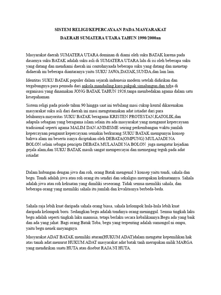 Sistem Religi Di Sumut | PDF