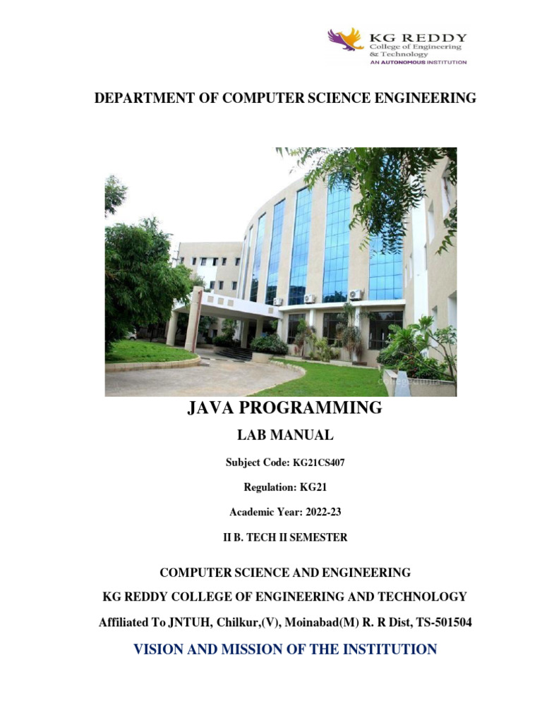 Java Lab Manual 2022-23 | PDF | Quadratic Equation | Engineering