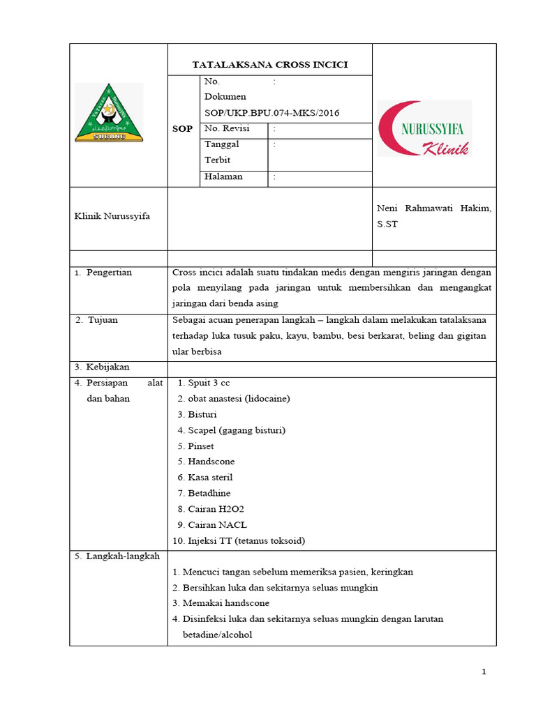 Tatalaksana Cross Insisi Medis | PDF