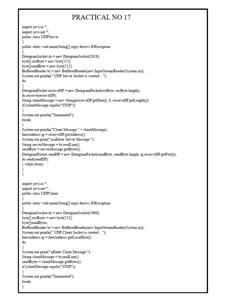 Practical 17 | PDF | Network Socket | Internet Standards