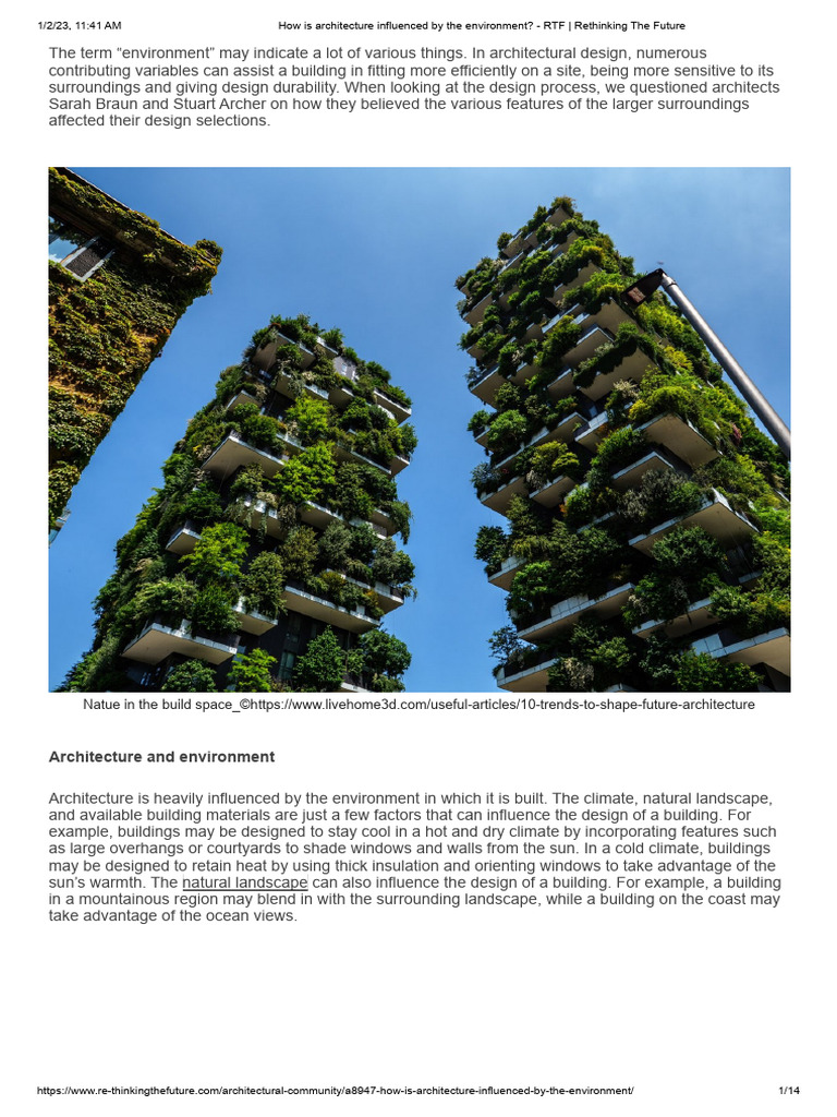 How Is Architecture Influenced by The Environment - RTF - Rethinking The Future | PDF ...