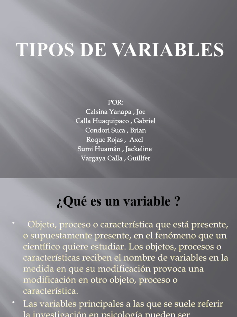 Tipos de Variables | PDF | Sicología | Percepción