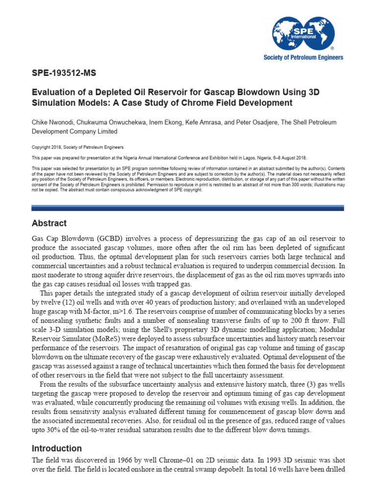 SPE-193512-MS Evaluation of A Depleted Oil Reservoir For Gascap ...