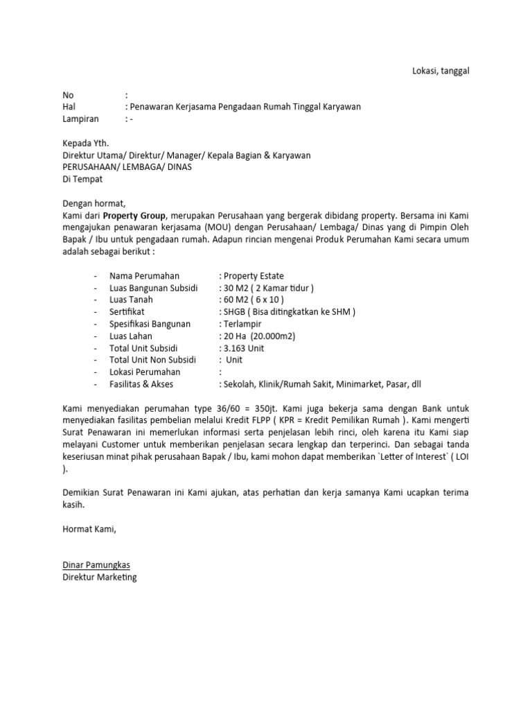 Surat Permohonan Perumahan | PDF