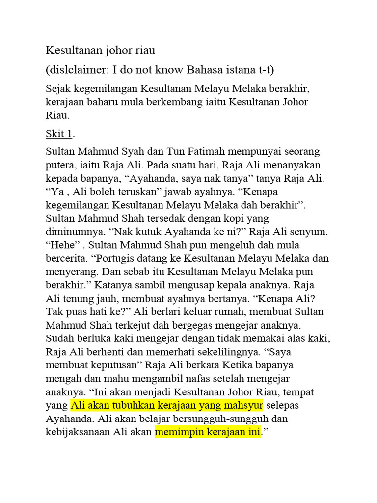 Kesultanan Johor Riau | PDF