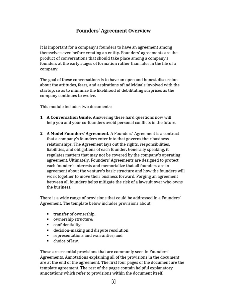 Founders Agreement | PDF | Vesting | Ownership