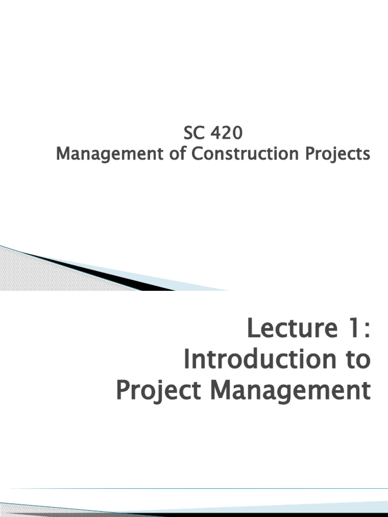 Lecture 1 - Introduction To Project Management-2019 | PDF | Project Management | Project ...