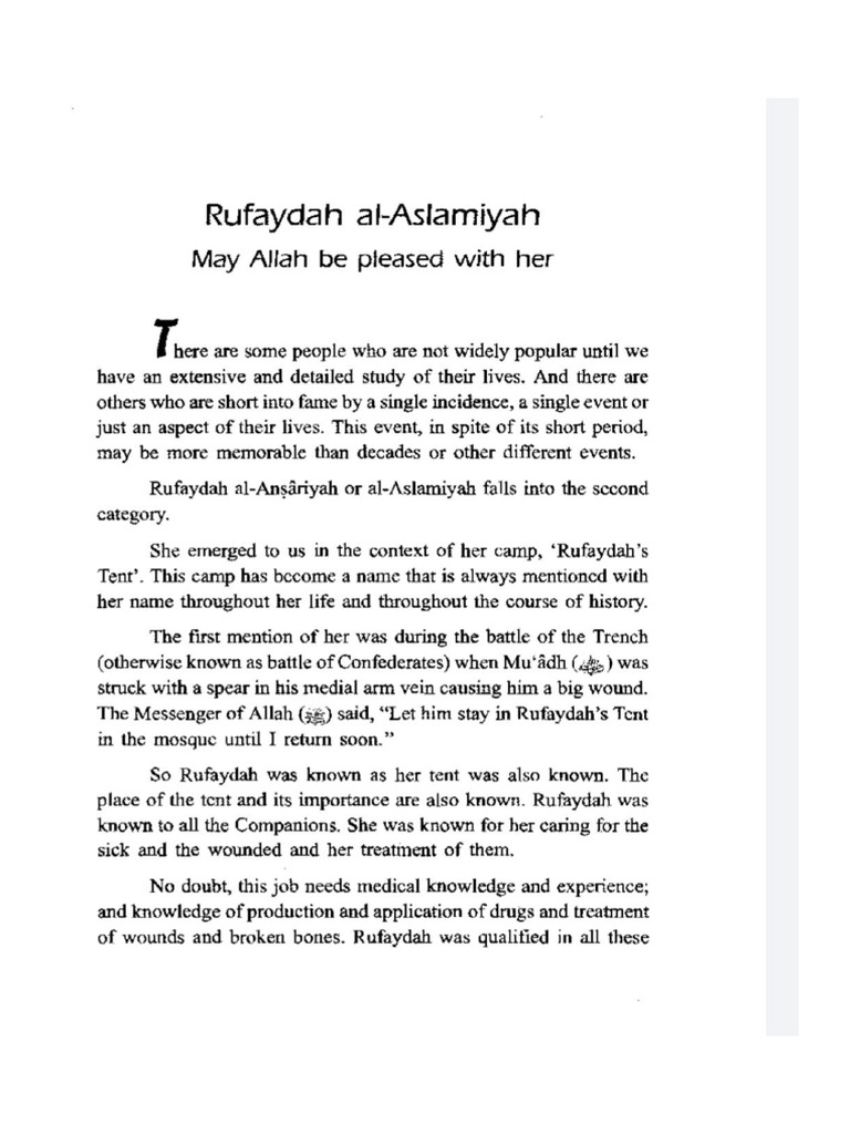 Rufaidah Al Aslamia RA | PDF