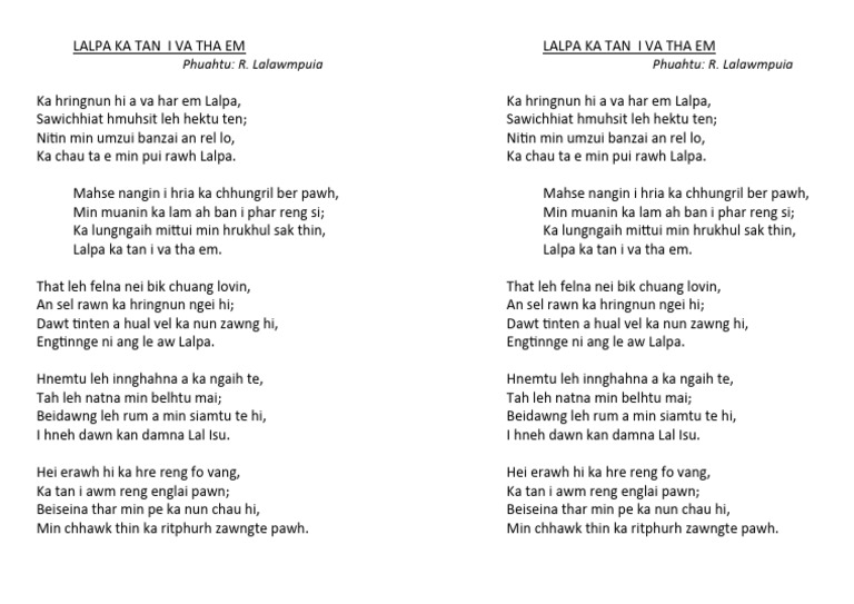 Lalpa Ka Tan I Va Tha em | PDF