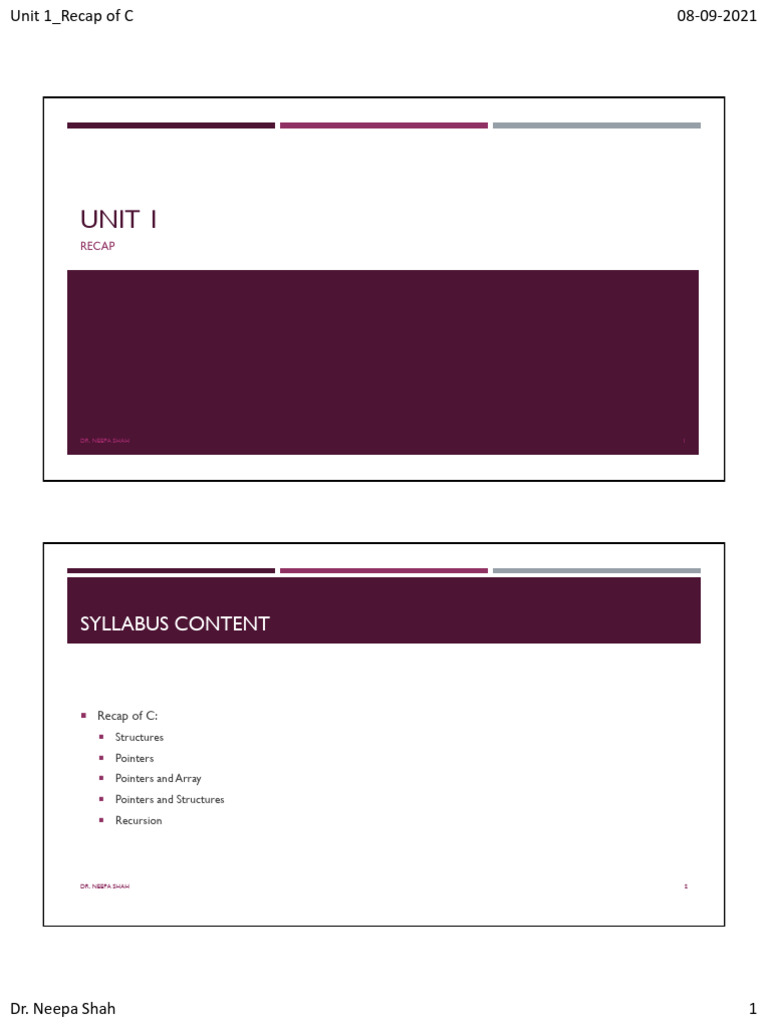 Unit 1 Recap | PDF | Pointer (Computer Programming) | Data Type Unit 1 Recap | PDF | Pointer (Computer Programming) | Data Type