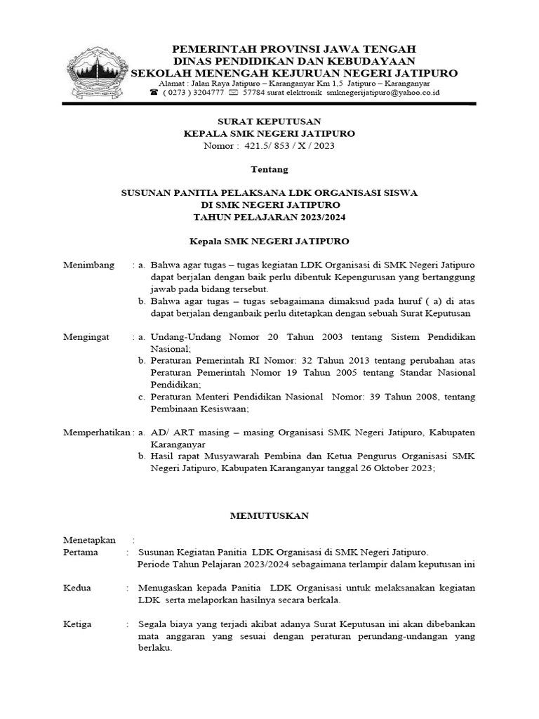 SK PANITIA LDK | PDF